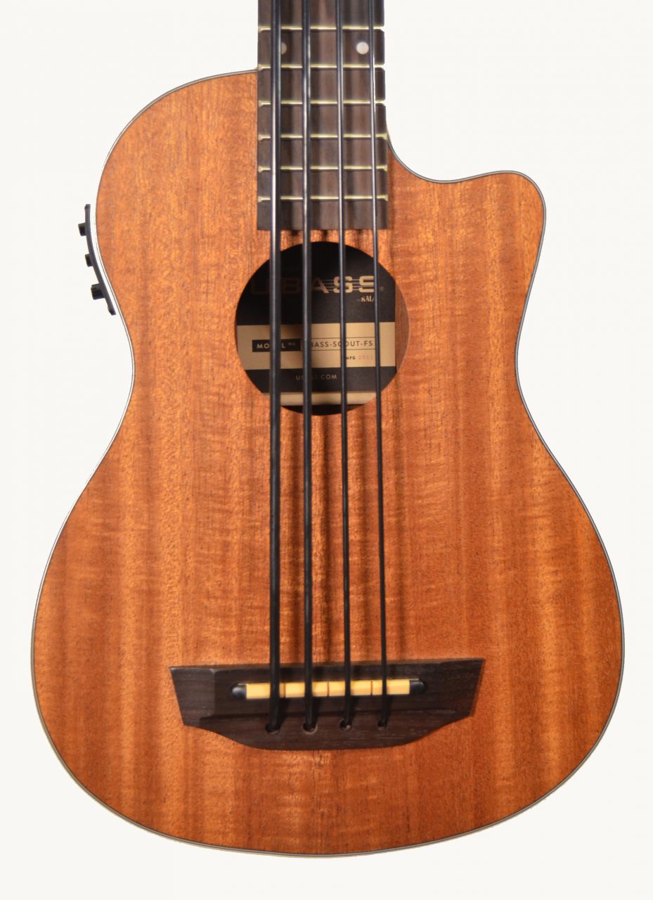 Kala UBass Scout-FS 4 String Mahogany Acoustic/Electric Cutaway Ukulele ...